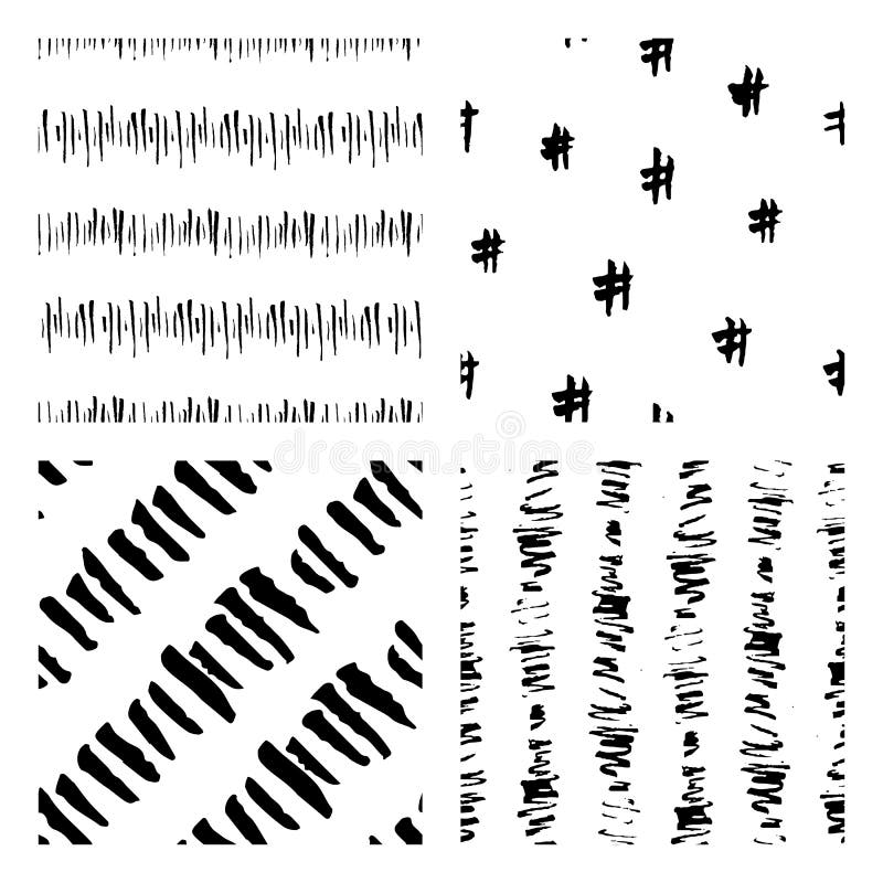 Seamless Hand Drawn Ink Patterns Stock Vector - Illustration of doodle ...