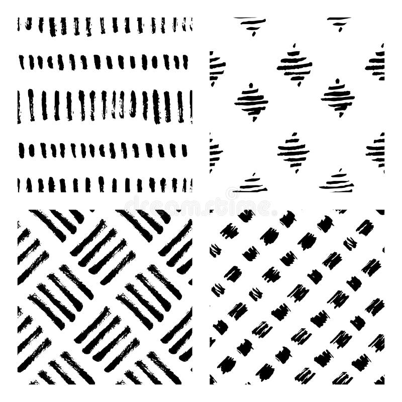 Seamless Hand Drawn Ink Patterns Stock Vector - Illustration of hand ...
