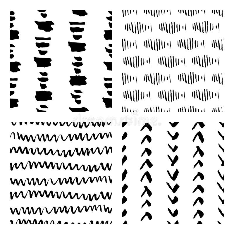 Seamless Hand Drawn Ink Patterns Stock Vector - Illustration of ...