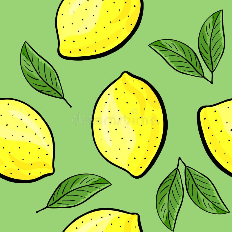 Seamless Hand Drawn Lemon Pattern Stock Vector - Illustration of ... Seamless Hand Drawn Lemon Pattern Stock Vector - Illustration of ...
