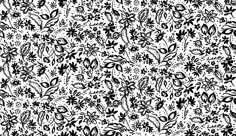 Seamless Hand Drawn Mini Flowers. Repeating Pattern on White Background ...