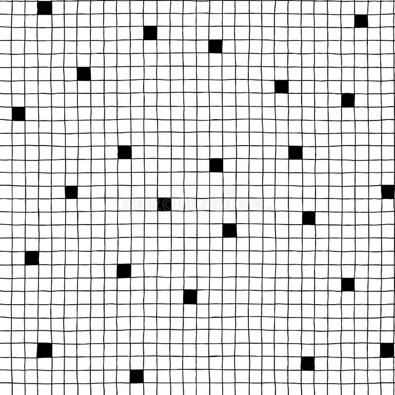 Seamless Hand Drawn Minimalistic Squared Pattern with Black Cells Stock ...