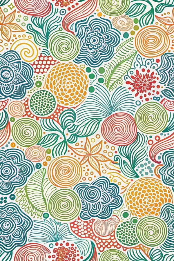 Seamless Hand-Drawn Organic Complex Line Art with Abstract Shapes for ...