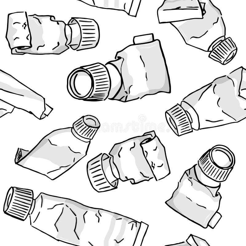 Seamless Hand Drawn Paint Tube Pattern Stock Vector - Illustration of ...