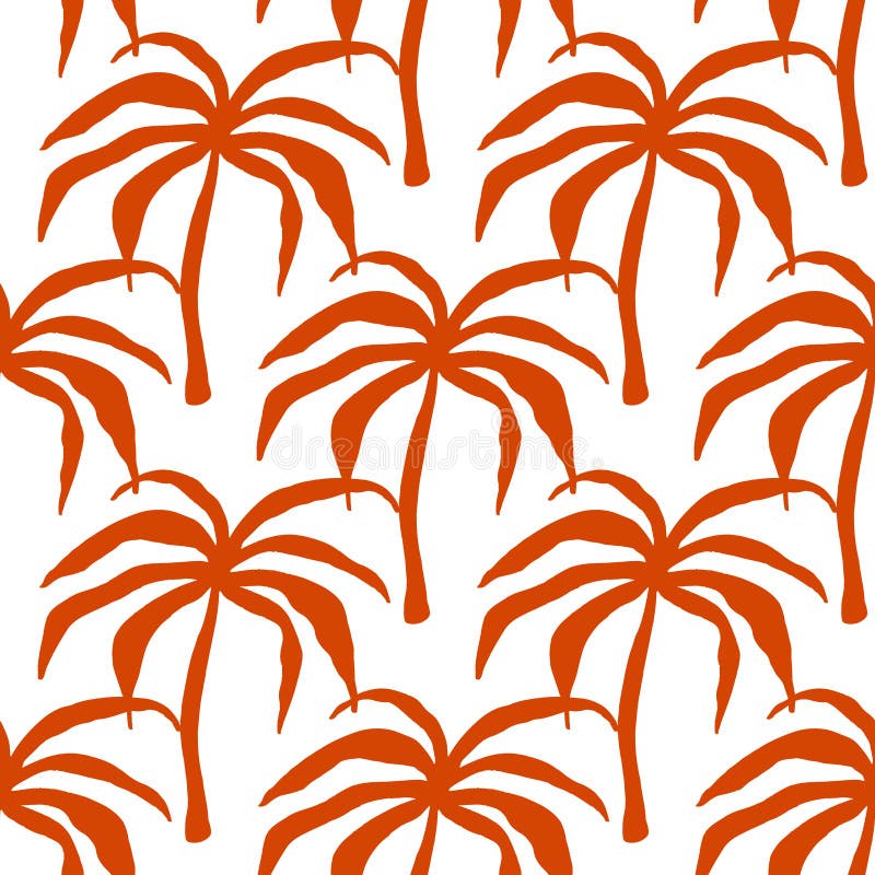 Seamless Hand Drawn Palm Tree Pattern. Summer Tropical Texture Stock ...