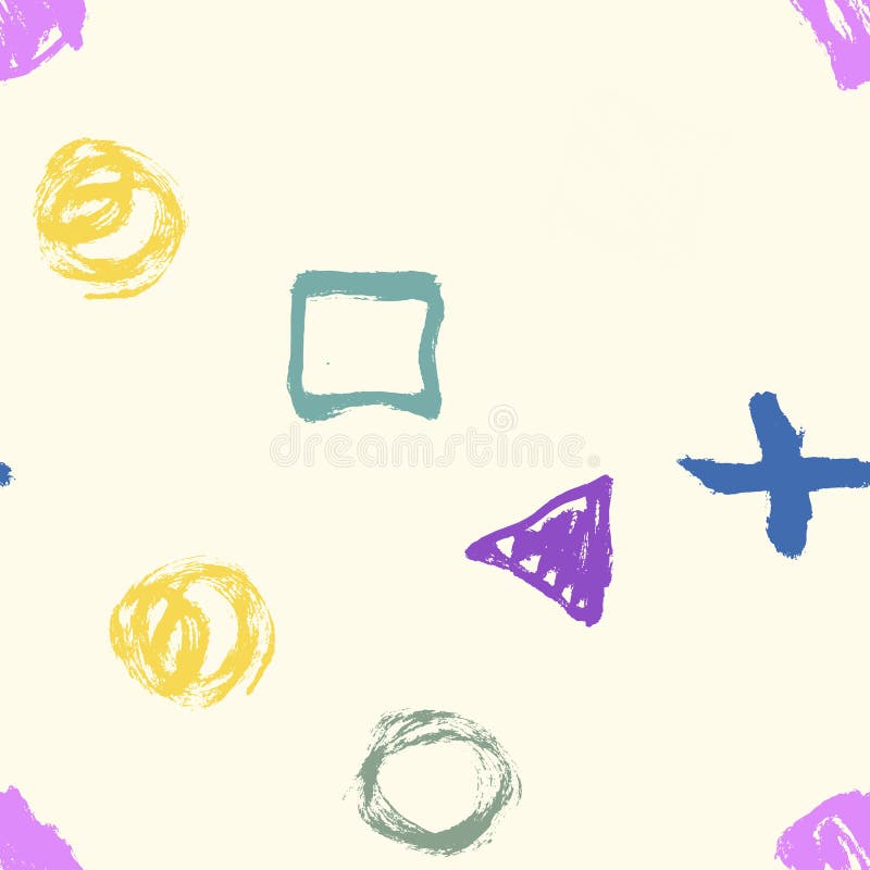Seamless Hand Drawn Pattern with Abstract Shapes Stock Vector ...