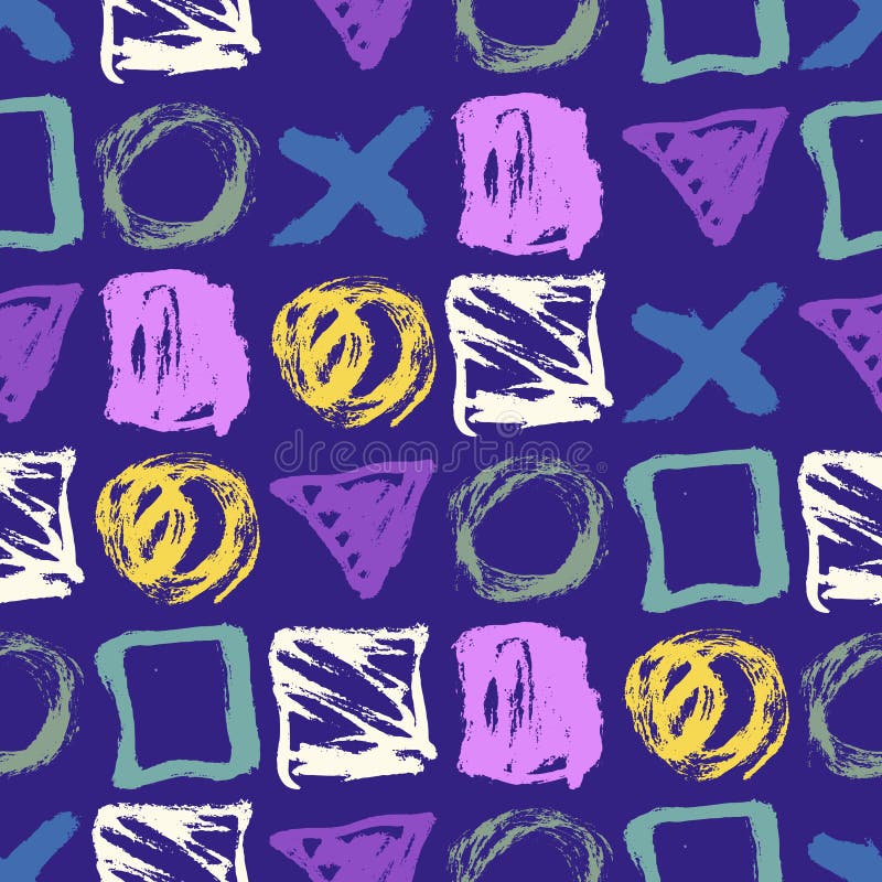 Seamless Hand Drawn Pattern with Abstract Shapes Stock Vector ...