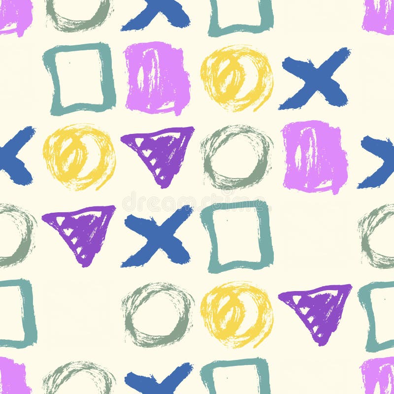 Seamless Hand Drawn Pattern with Abstract Shapes Stock Vector ...