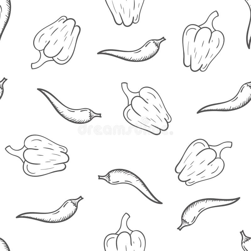 Bell Peppers White Background Seamless Pattern Stock Illustrations ...