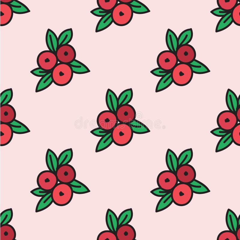 Seamless Hand-drawn Pattern with Cranberry. Vector Stock Vector ...