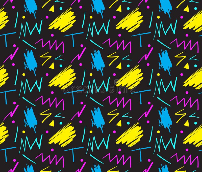Seamless Hand Drawn Pattern in Fun Retro Style. Vector Illustration ...