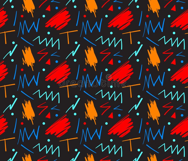 Seamless Hand Drawn Pattern in Fun Retro Style. Vector Illustration ...