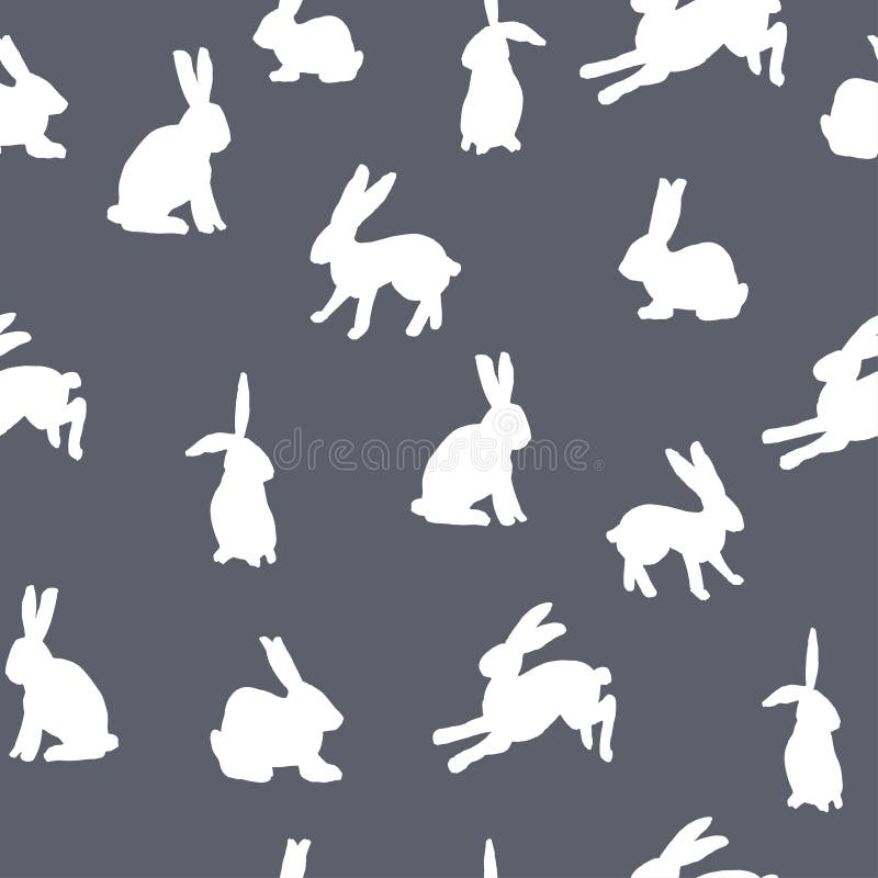 Seamless Hand Drawn Pattern with Rabbits. Stock Vector - Illustration ...