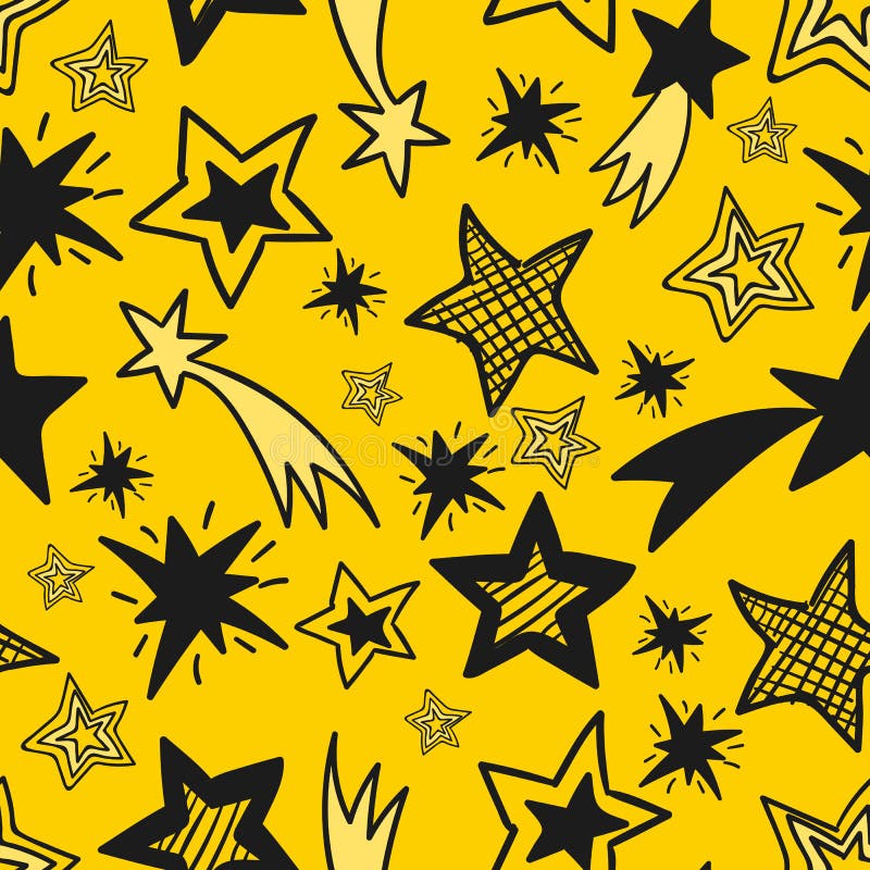 Seamless Hand Drawn Star Pattern Stock Vector - Illustration of modern ...
