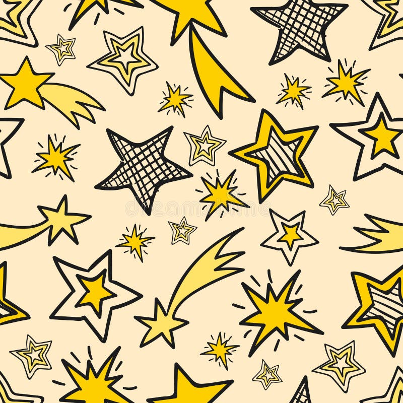 Seamless Hand Drawn Star Pattern Stock Vector - Illustration of pattern ...