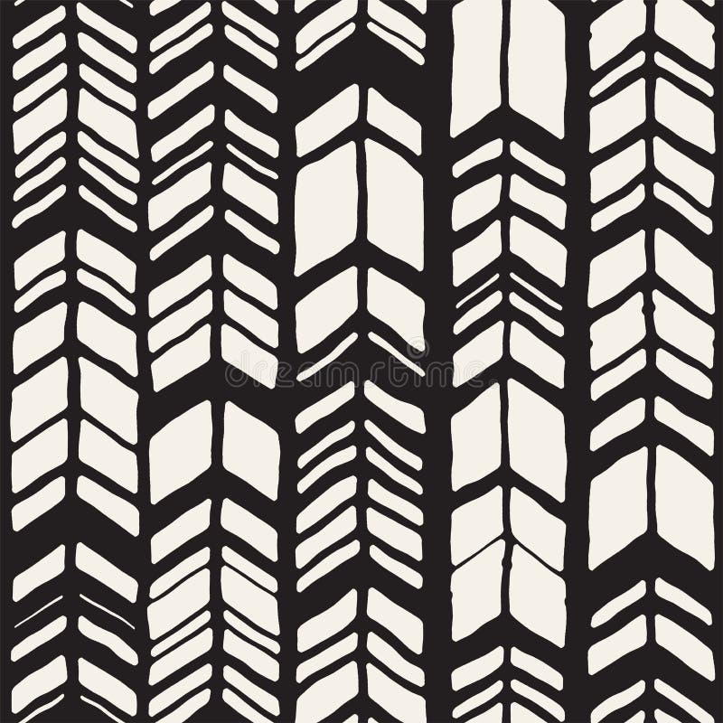 Seamless Hand Drawn Style Chevron Pattern in Black and White. Abstract ...