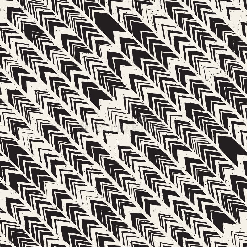 Seamless Hand Drawn Style Chevron Pattern in Black and White. Abstract ...
