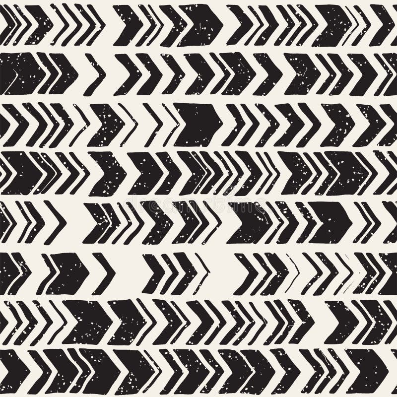 Seamless Hand Drawn Style Chevron Pattern in Black and White. Abstract ...