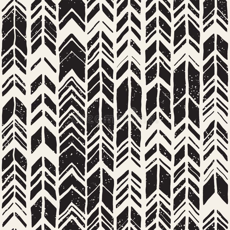 Seamless Hand Drawn Style Chevron Pattern in Black and White. Abstract ...