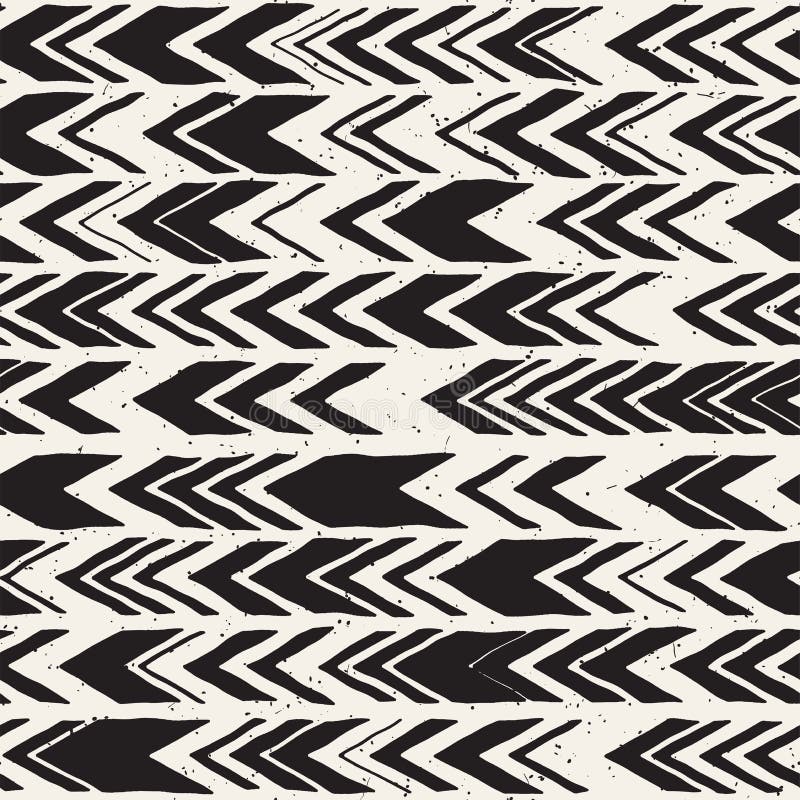 Seamless Hand Drawn Style Chevron Pattern in Black and White. Abstract ...