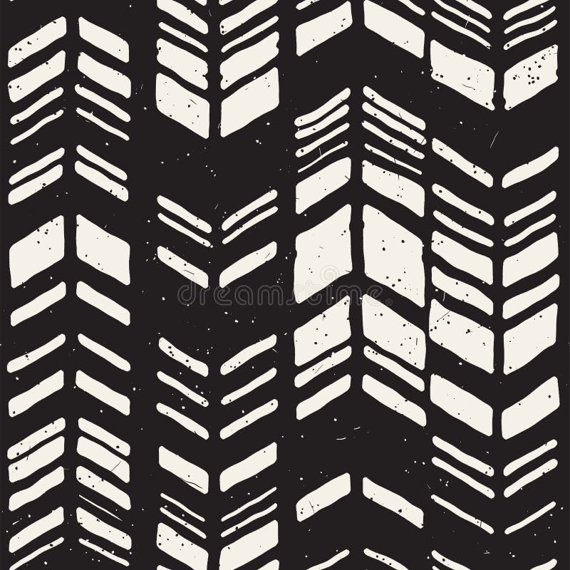 Seamless Hand Drawn Style Chevron Pattern in Black and White. Abstract ...
