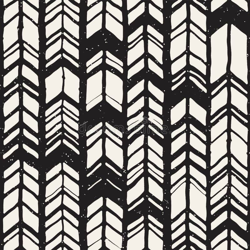 Seamless Hand Drawn Style Chevron Pattern in Black and White. Abstract ...