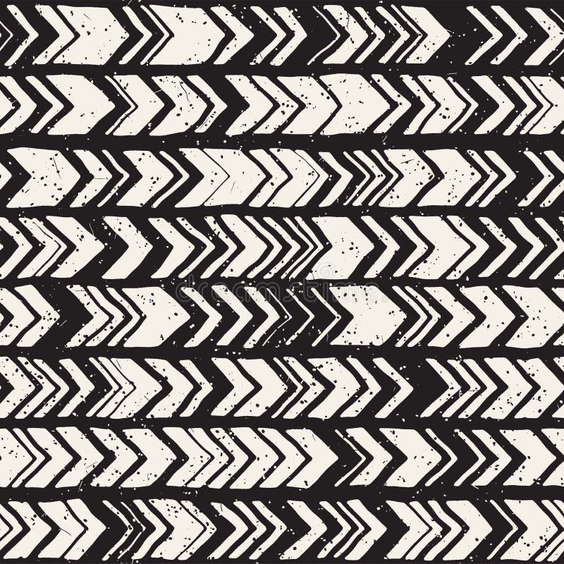 Seamless Hand Drawn Style Chevron Pattern in Black and White. Abstract ...