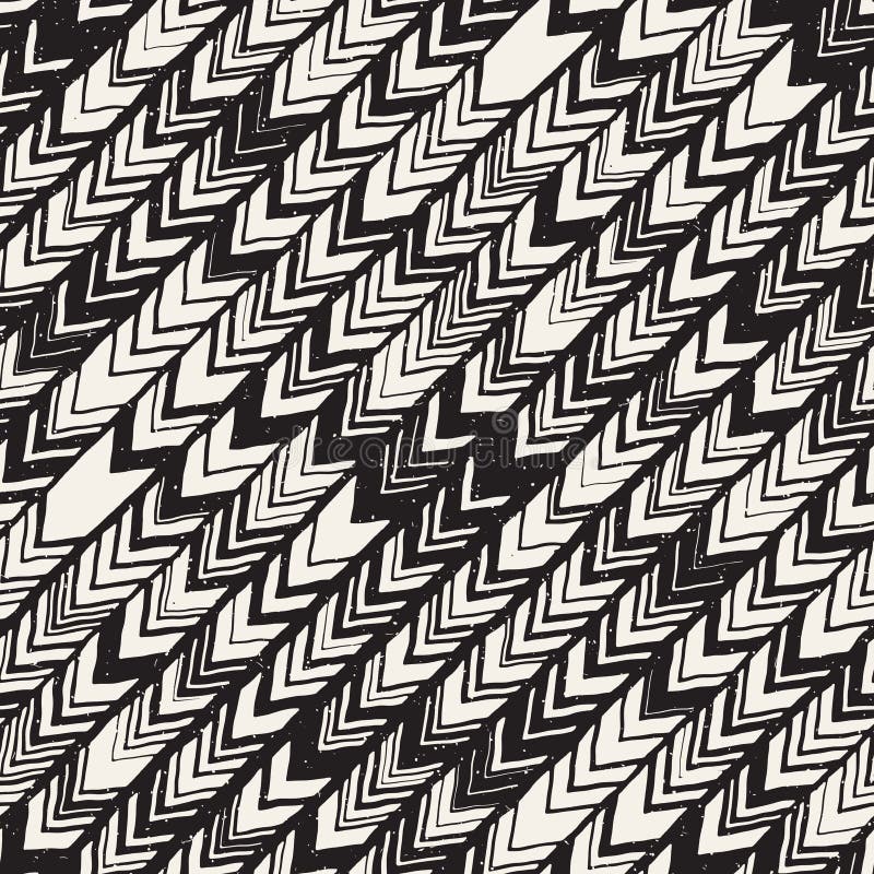 Seamless Hand Drawn Style Chevron Pattern in Black and White. Abstract ...