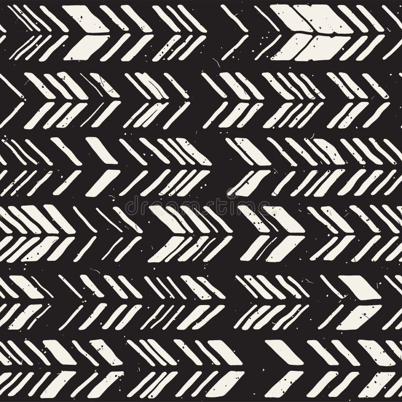 Seamless Hand Drawn Style Chevron Pattern in Black and White. Abstract ...