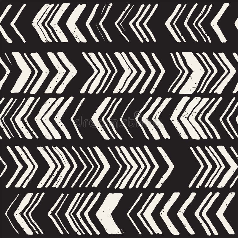 Seamless Hand Drawn Style Chevron Pattern in Black and White. Abstract ...