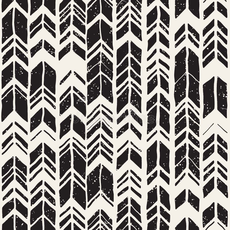 Seamless Hand Drawn Style Chevron Pattern in Black and White. Abstract ...