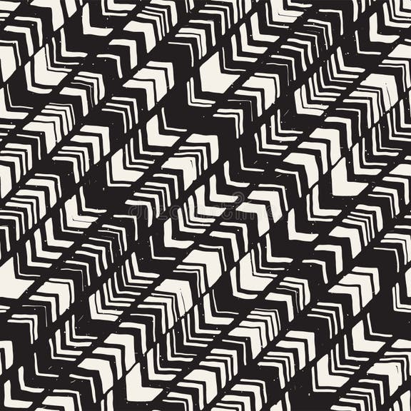 Seamless Hand Drawn Style Chevron Pattern in Black and White. Abstract ...