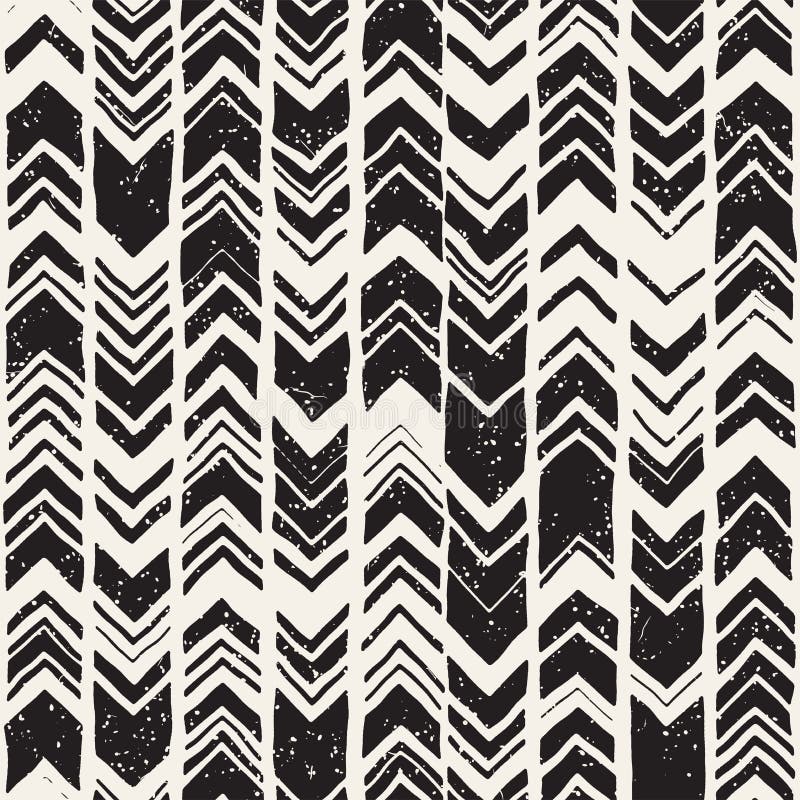 Seamless Hand Drawn Style Chevron Pattern in Black and White. Abstract ...