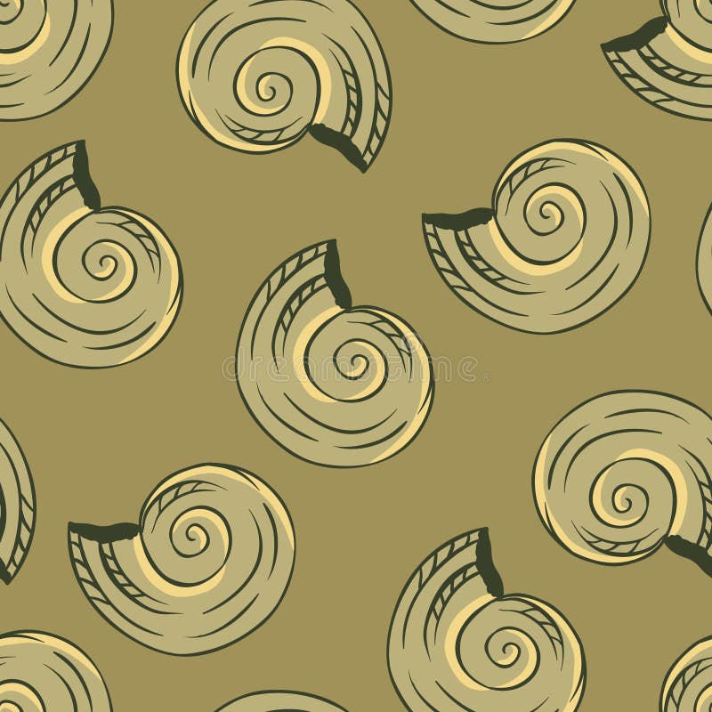 Seamless Hand Drawn Texture of Shells. Vector Stock Vector ...
