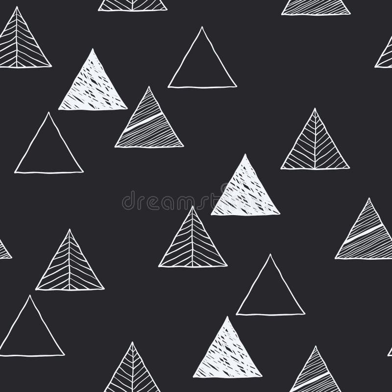 Seamless Hand-drawn Triangles Pattern. Stock Vector - Illustration of ...