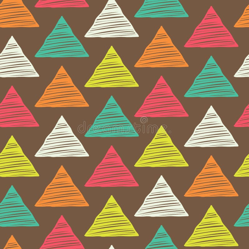 Seamless Hand-drawn Triangles Pattern. Stock Vector - Illustration of ...