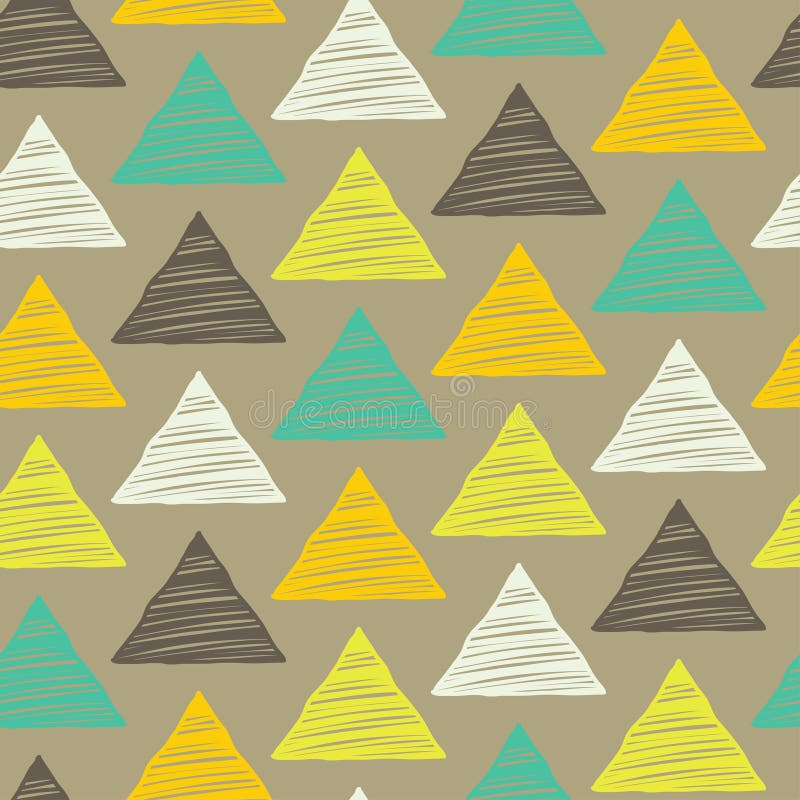 Seamless Hand-drawn Triangles Pattern. Stock Vector - Illustration of ...