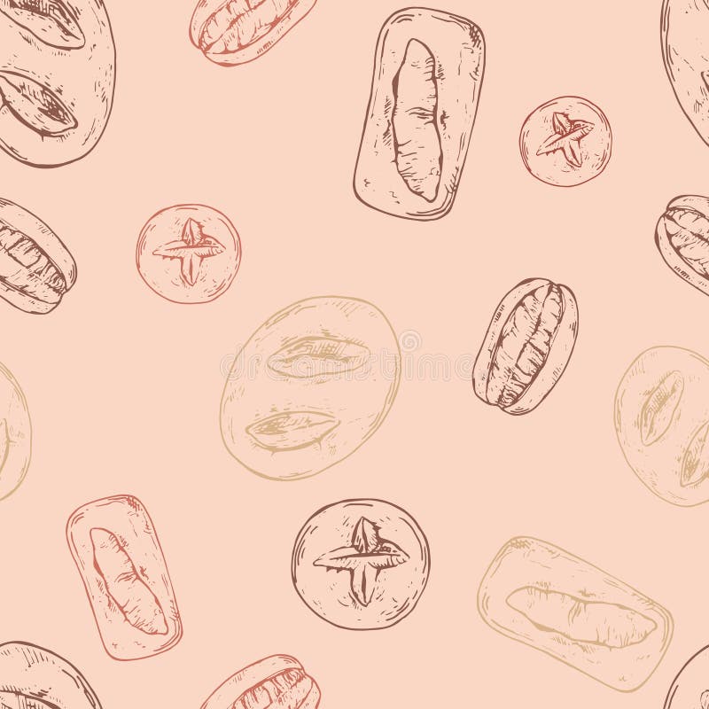 Seamless Hand Drawn Vector Pattern Bread, Rolls Stock Illustration ...