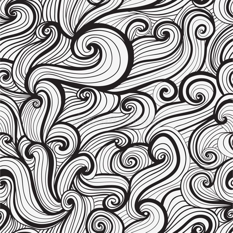 Seamless Hand-drawn Waves Texture. Stock Vector - Illustration of ...