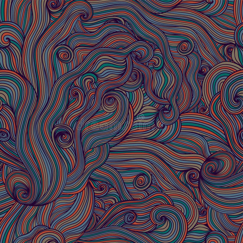 Seamless Hand-drawn Waves Texture. Stock Vector - Illustration of ...