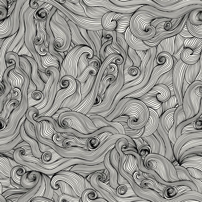 Seamless Hand-drawn Waves Texture.Copy that Square To the Side a Stock ...