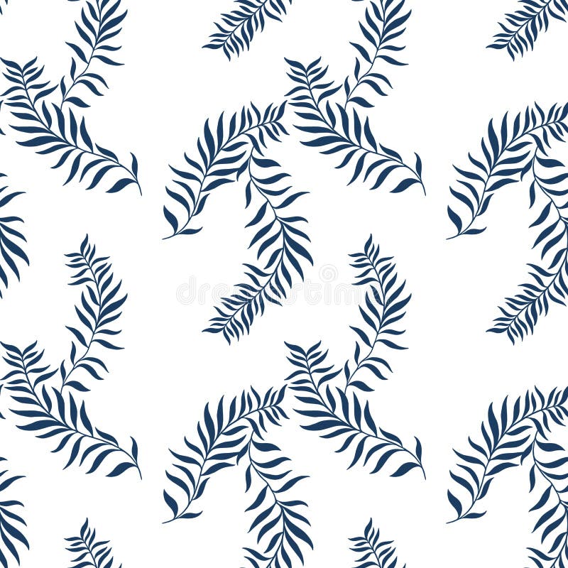 Seamless Hand Illustrated Indigo Floral Pattern on Paper Texture ...