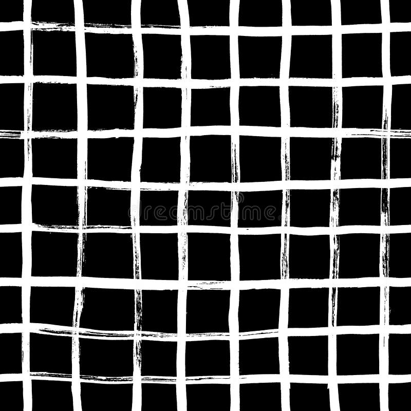 Seamless Hand Painted Grid Pattern. Abstract Geometric Background with ...