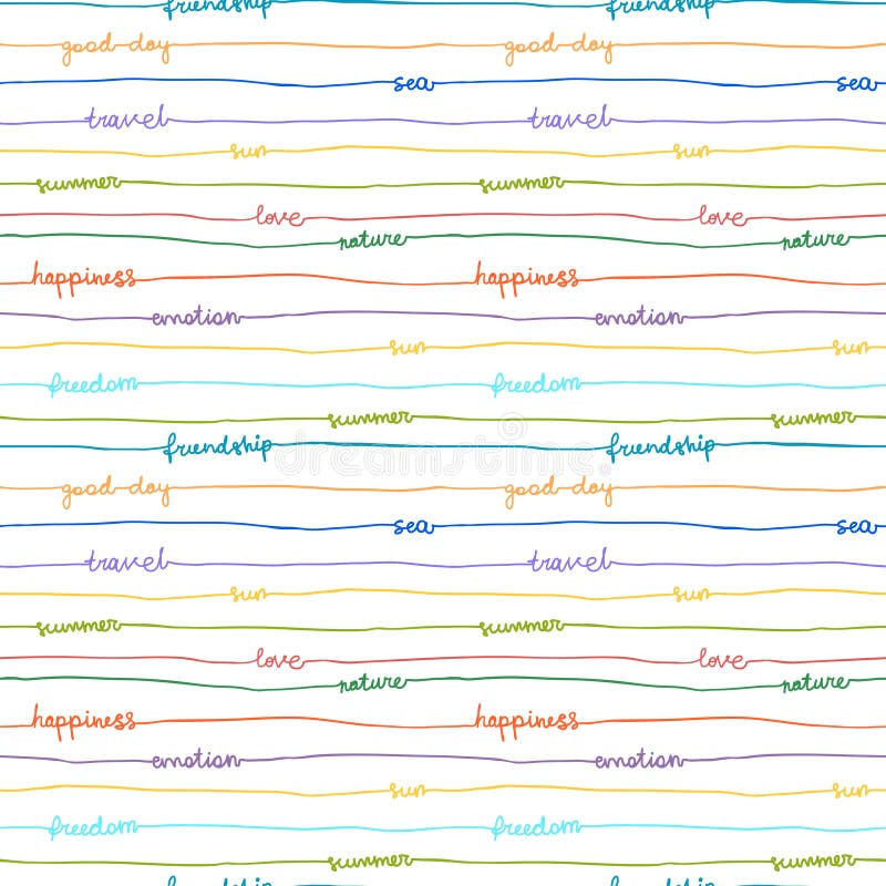 Seamless Hand Write Stripe Pattern with Words Stock Vector ...
