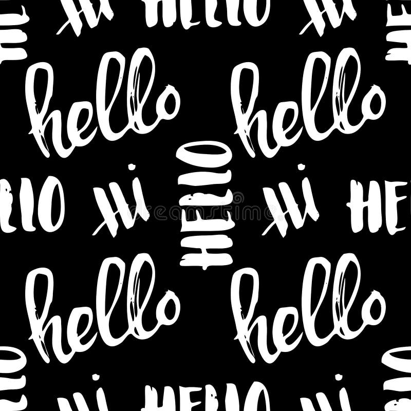 Handwritten Lettering Hello Isolated on Black Background Stock Vector ...