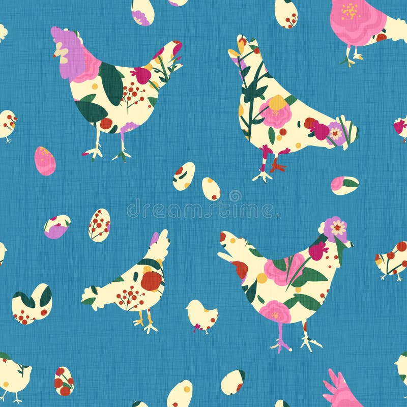 Seamless Happy Easter Chicken Pattern Stock Illustration - Illustration ...