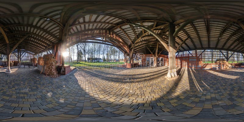 360 Seamless Hdri Panorama View Inside Modern Gazebo at Evening in ...