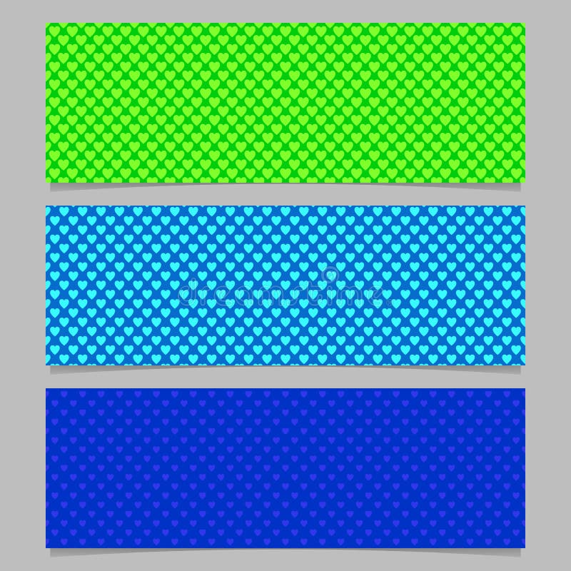 Seamless Heart Pattern Banner Background Set - Rectangle Vector ...