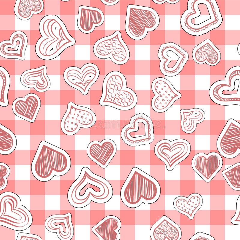 Seamless Heart Pattern on Paper Texture Stock Vector - Illustration of ...