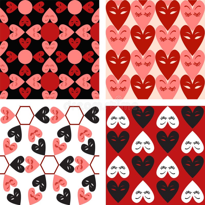 Seamless heart pattern set stock vector. Illustration of design - 35451557